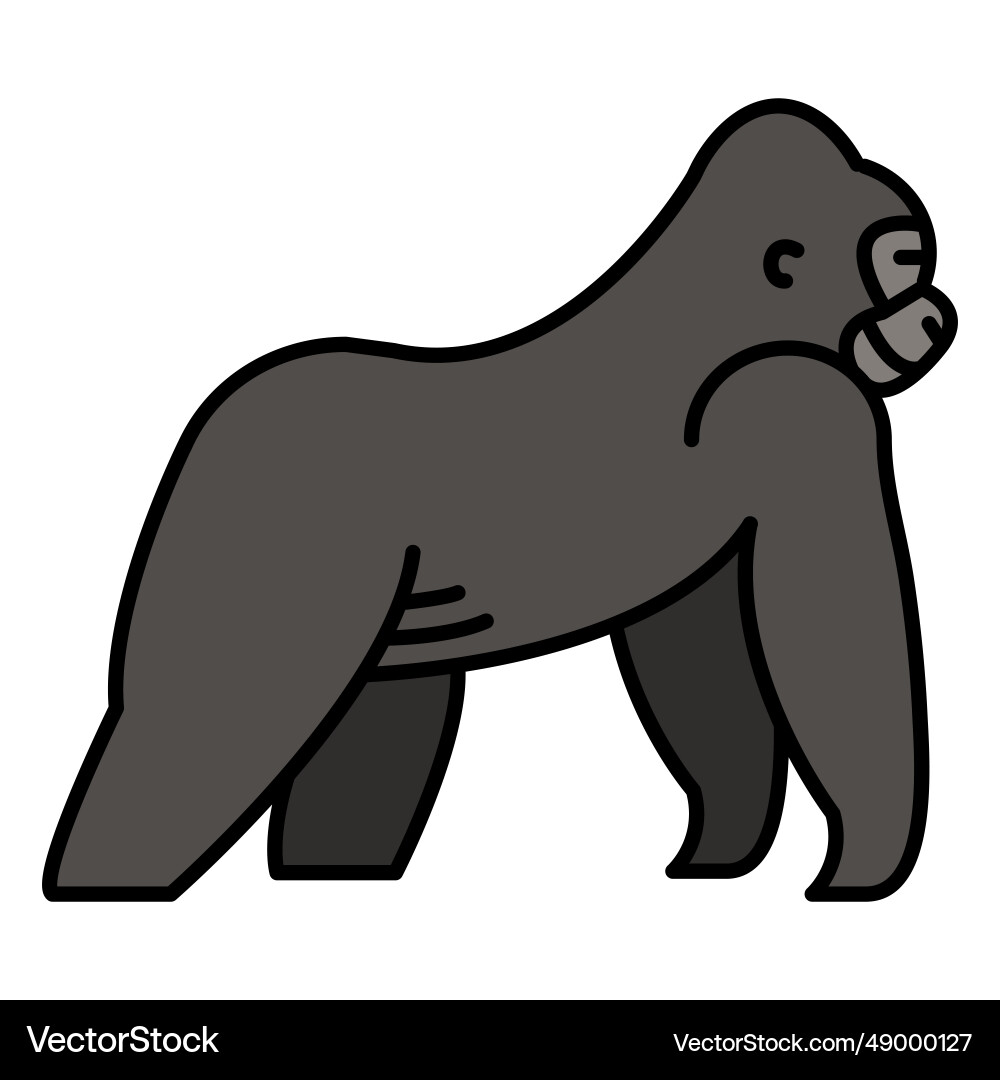 Simple color stroke gorilla profile Royalty Free Vector