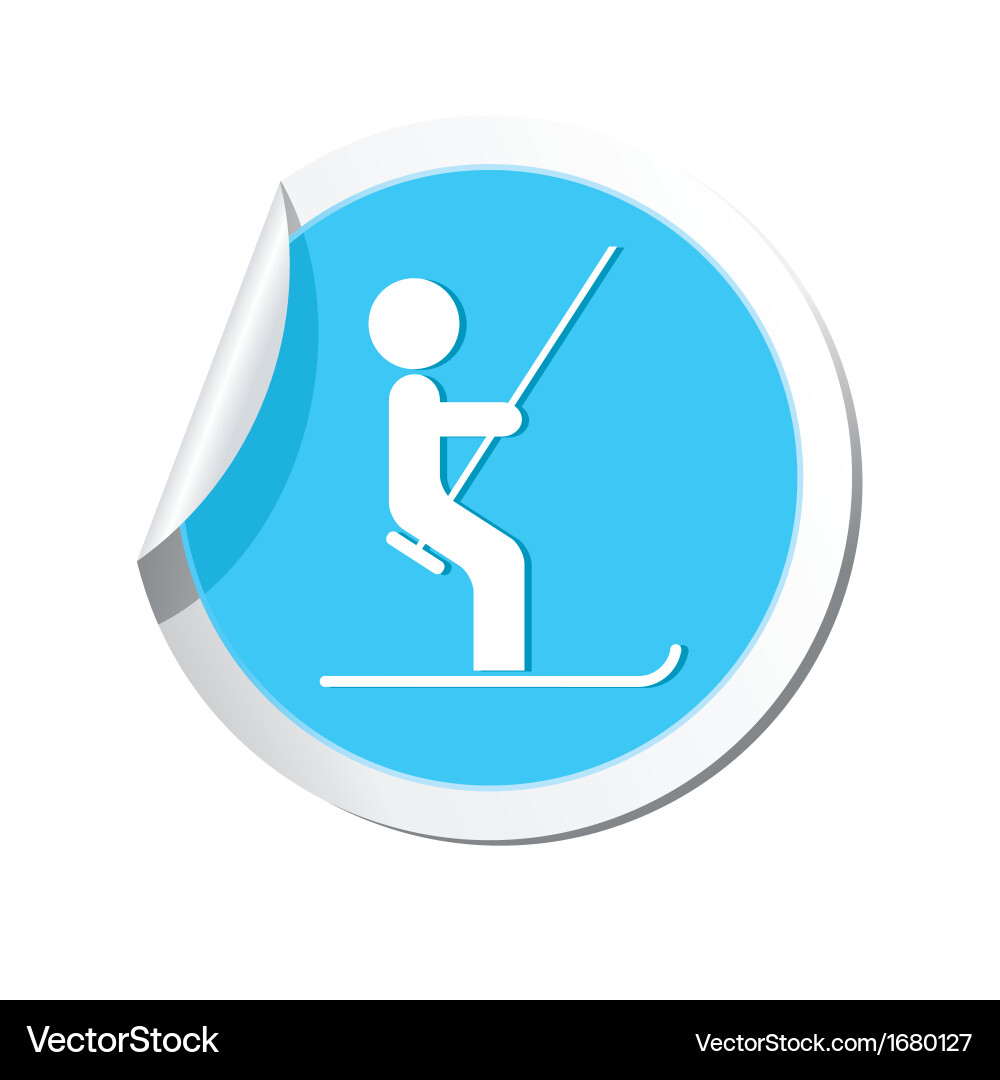 Ski lift icon round blue Royalty Free Vector Image