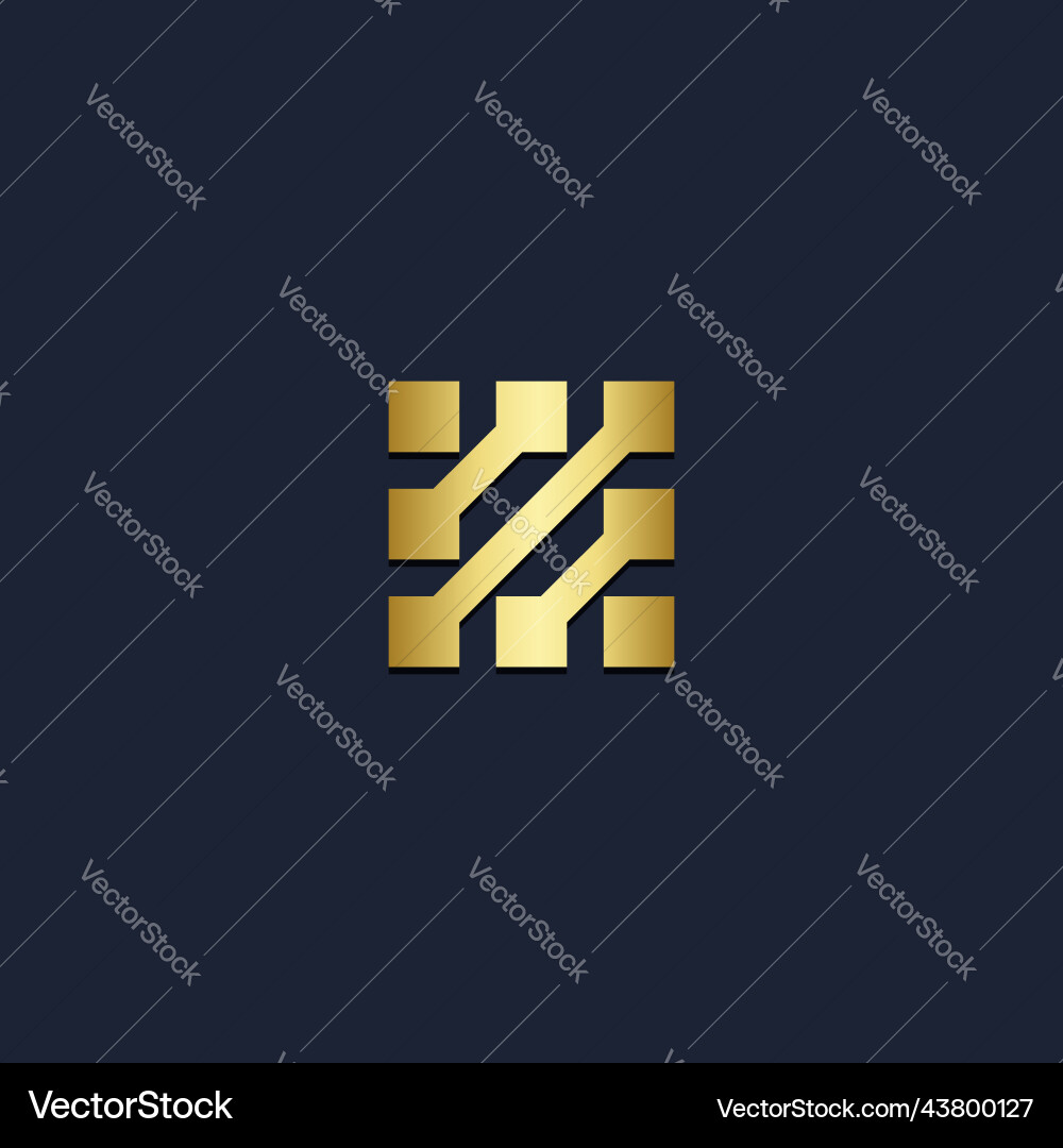 Square connect technology gold logo Royalty Free Vector
