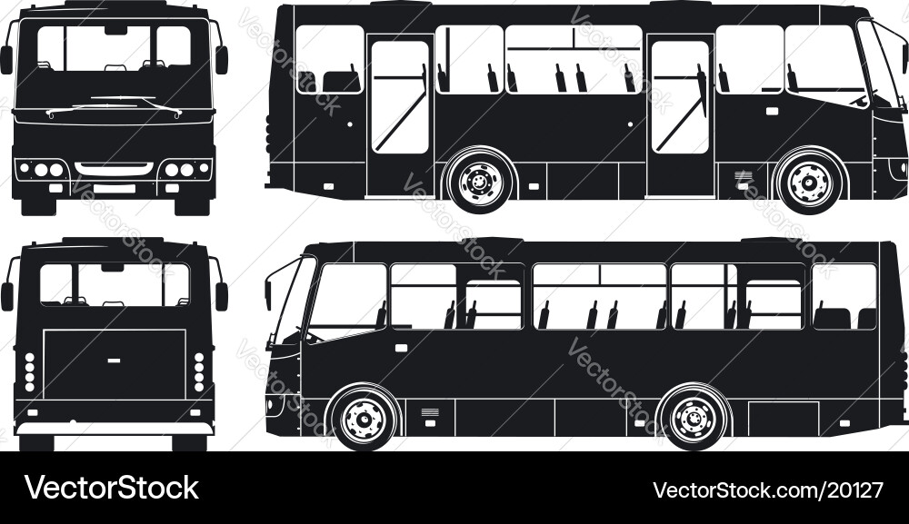 Urban Bus Silhouettes Royalty Free Vector Image