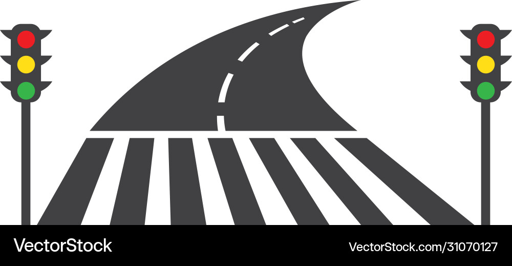 Zebra cross with traffic light design Royalty Free Vector