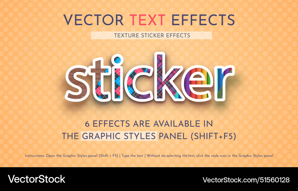 6 textured text effects Royalty Free Vector Image