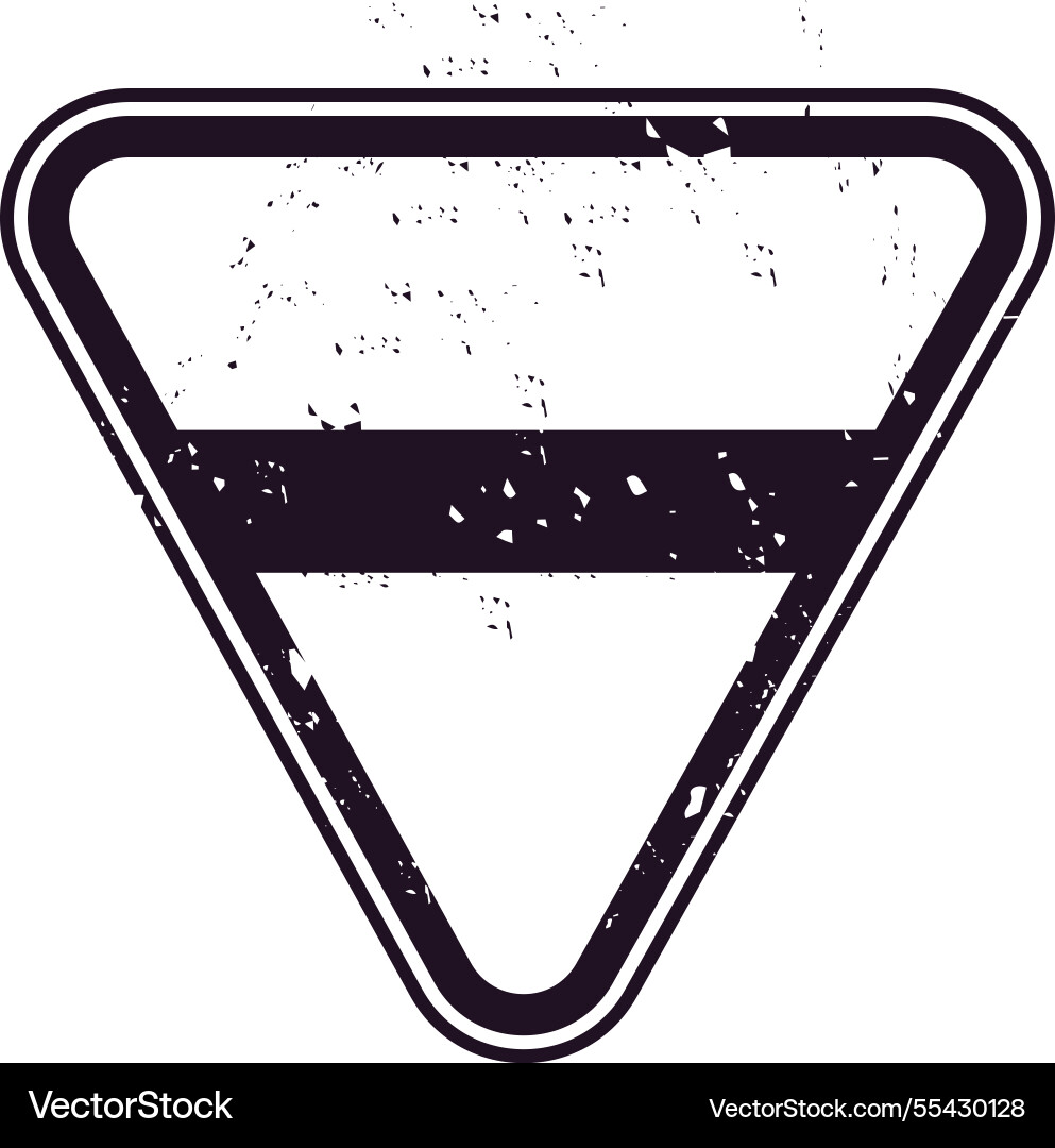 Black and white triangular yield right of way road