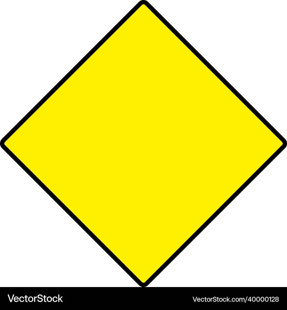 Blank yellow rhombus warning road sign Royalty Free Vector