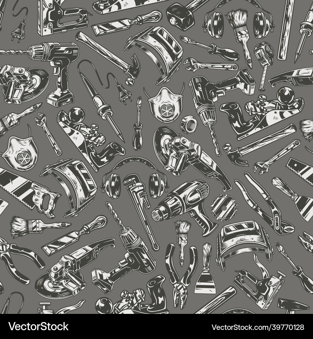 Blue Collar Tools Pattern Royalty Free Vector Image