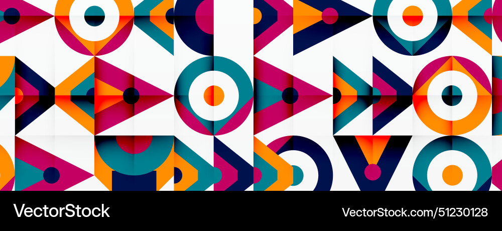 Colorful geometric pattern with arrows and circles