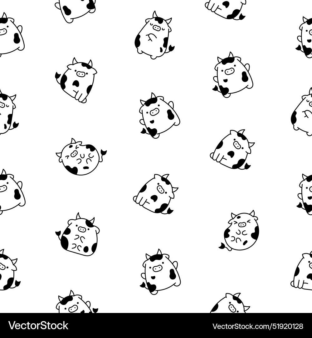 Cute cartoon cow seamless pattern coloring page Vector Image