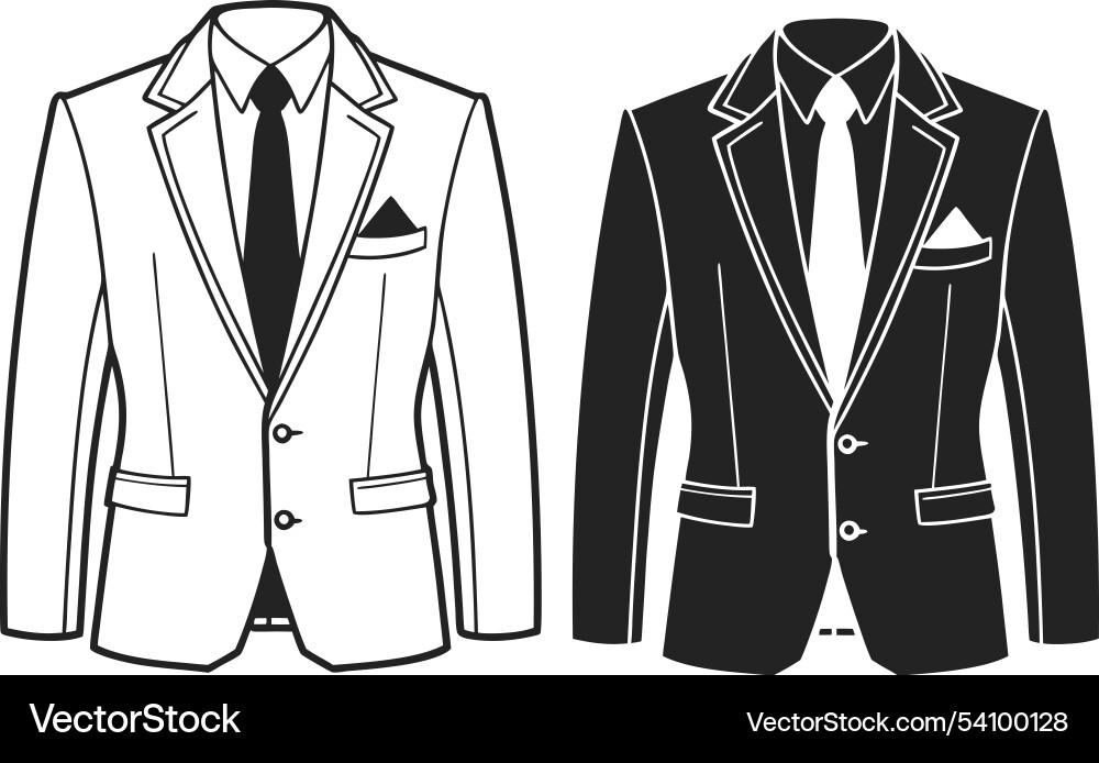 Different types of mens tailored suit Royalty Free Vector