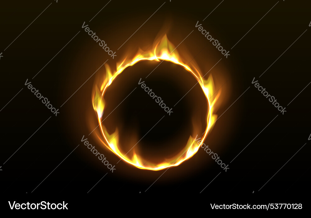Fire ring with glowing tongues of flame Royalty Free Vector