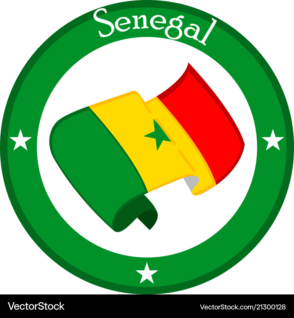 Flag of senegal on a label Royalty Free Vector Image