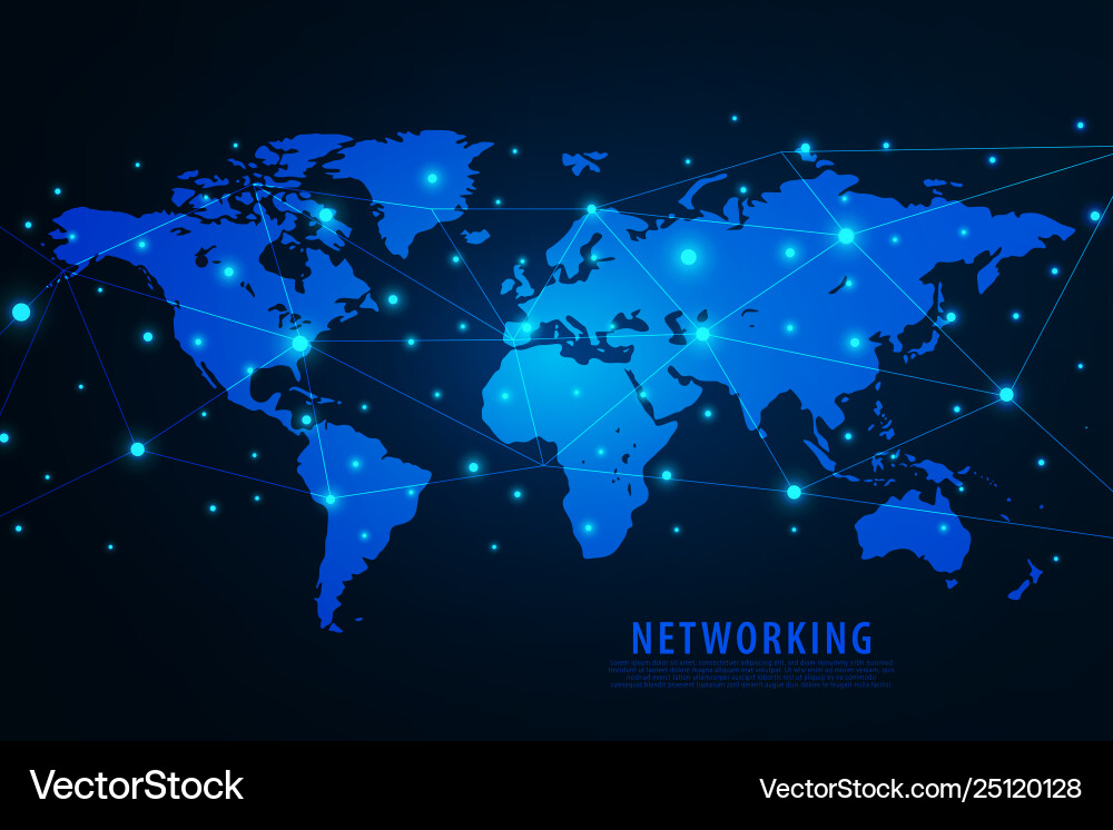 Global network connection background blue world Vector Image