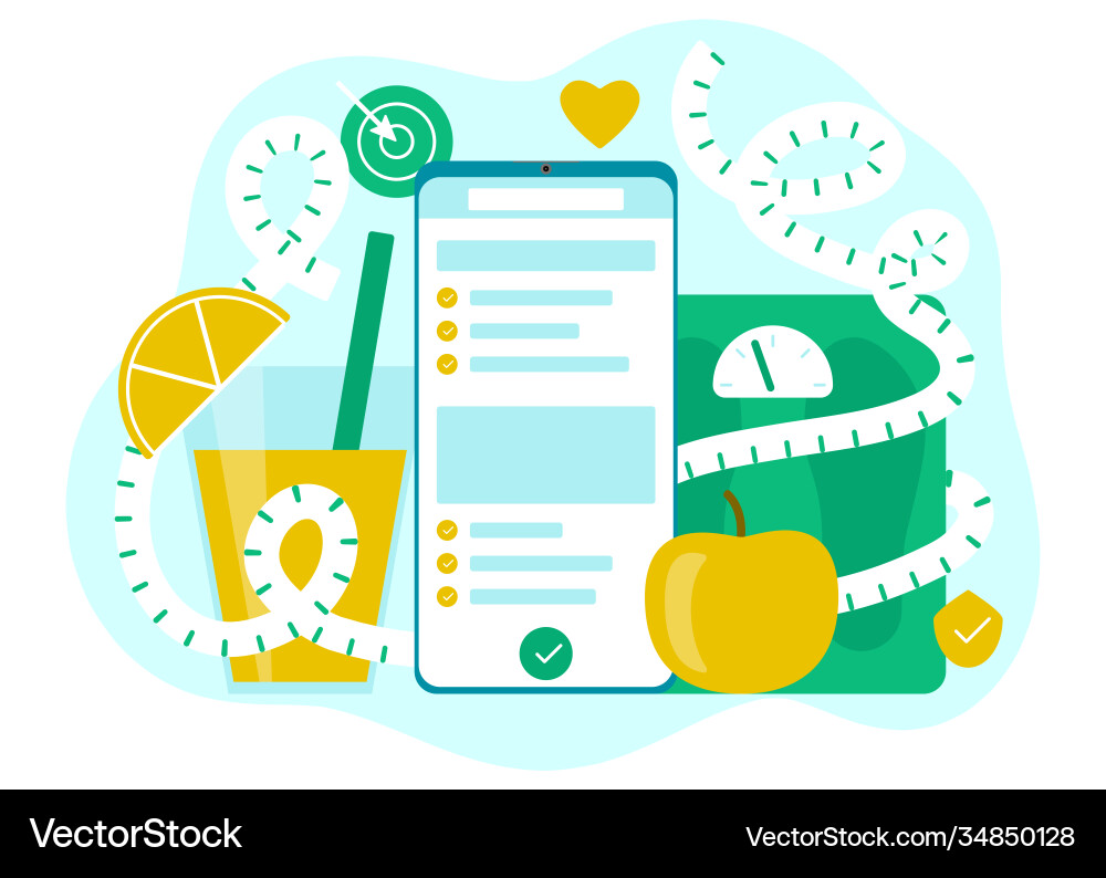 Healthy balanced diet monitoring plan mobile Vector Image