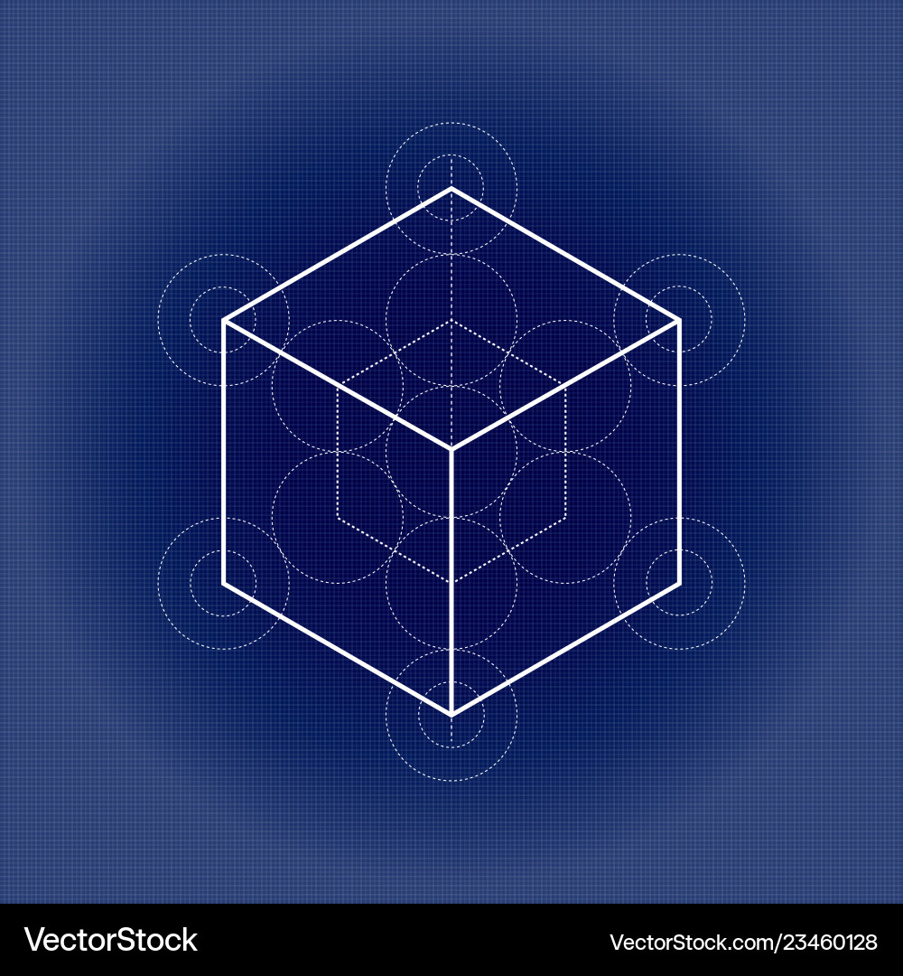 Hexahedron from metatrons cube sacred geometry Vector Image