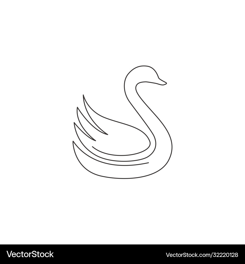 One continuous line drawing beautiful swan Vector Image