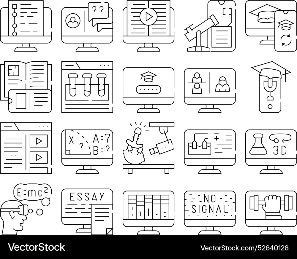 Online education learning lesson icons set Vector Image