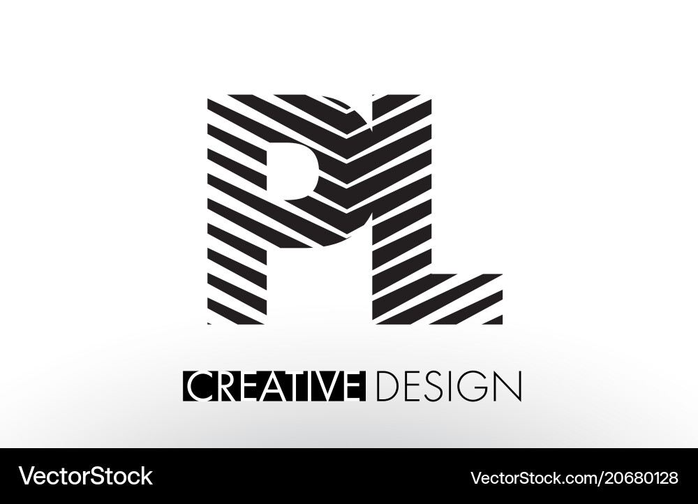 Pl p l lines letter design with creative elegant Vector Image