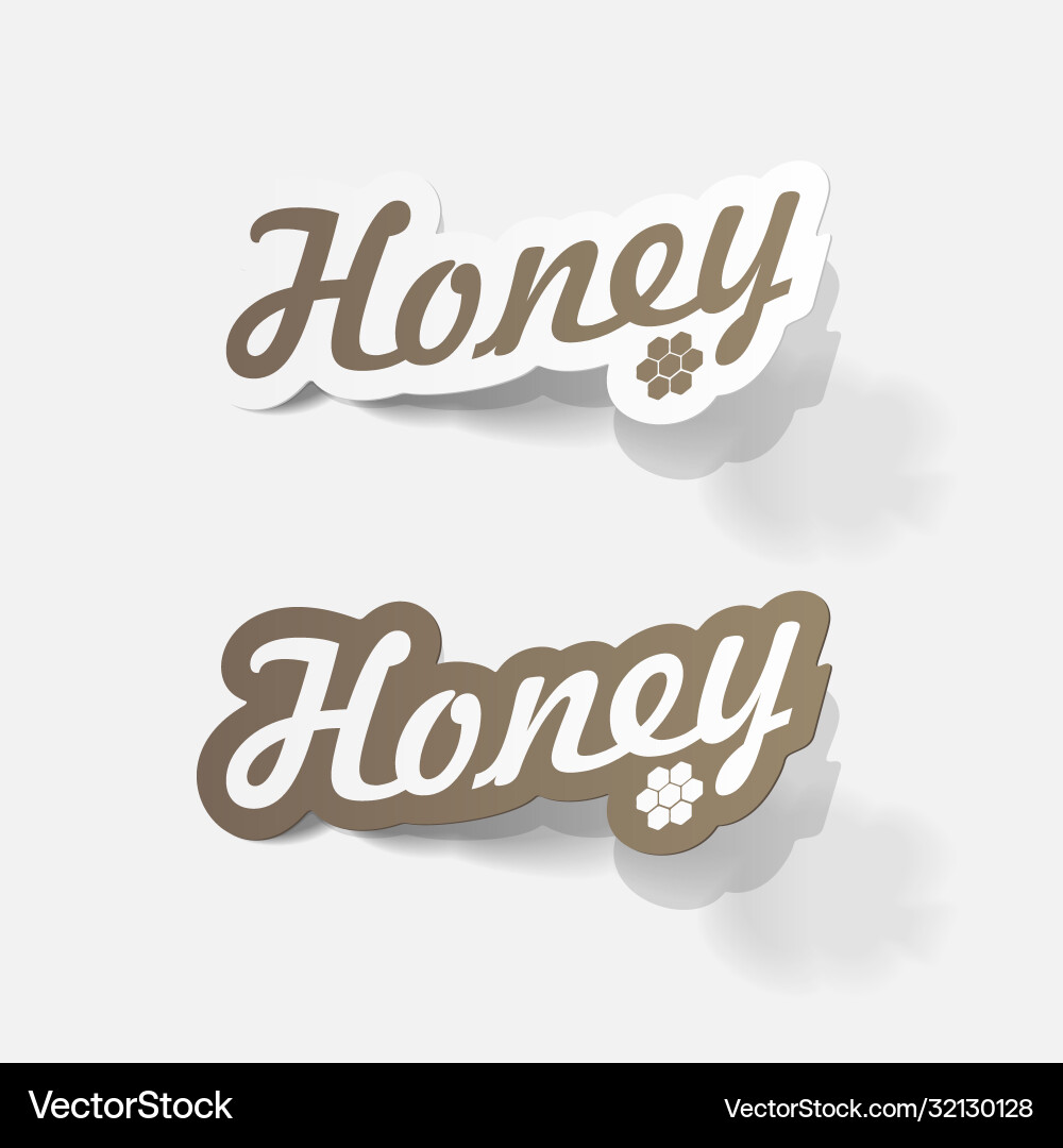 Realistic paper sticker honey Royalty Free Vector Image