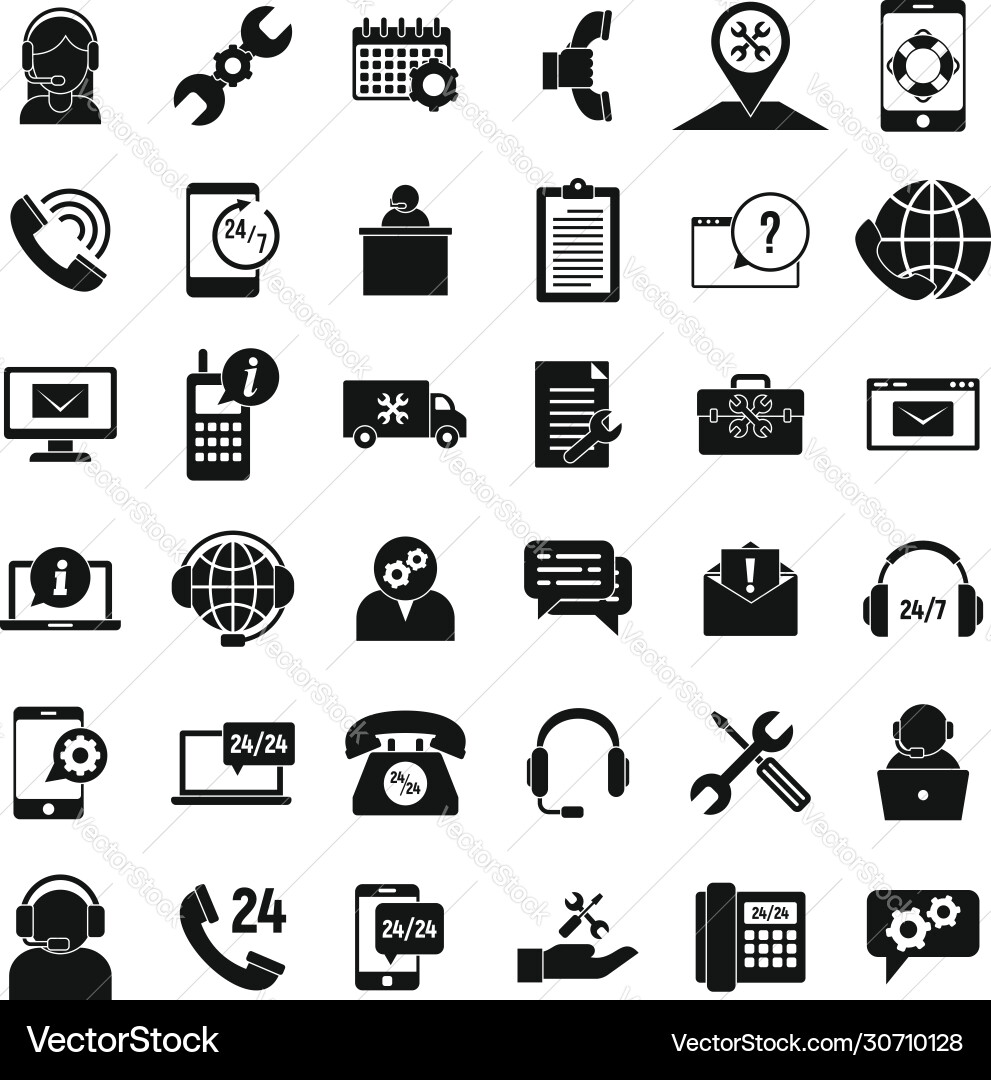 Service center icons set simple style Royalty Free Vector
