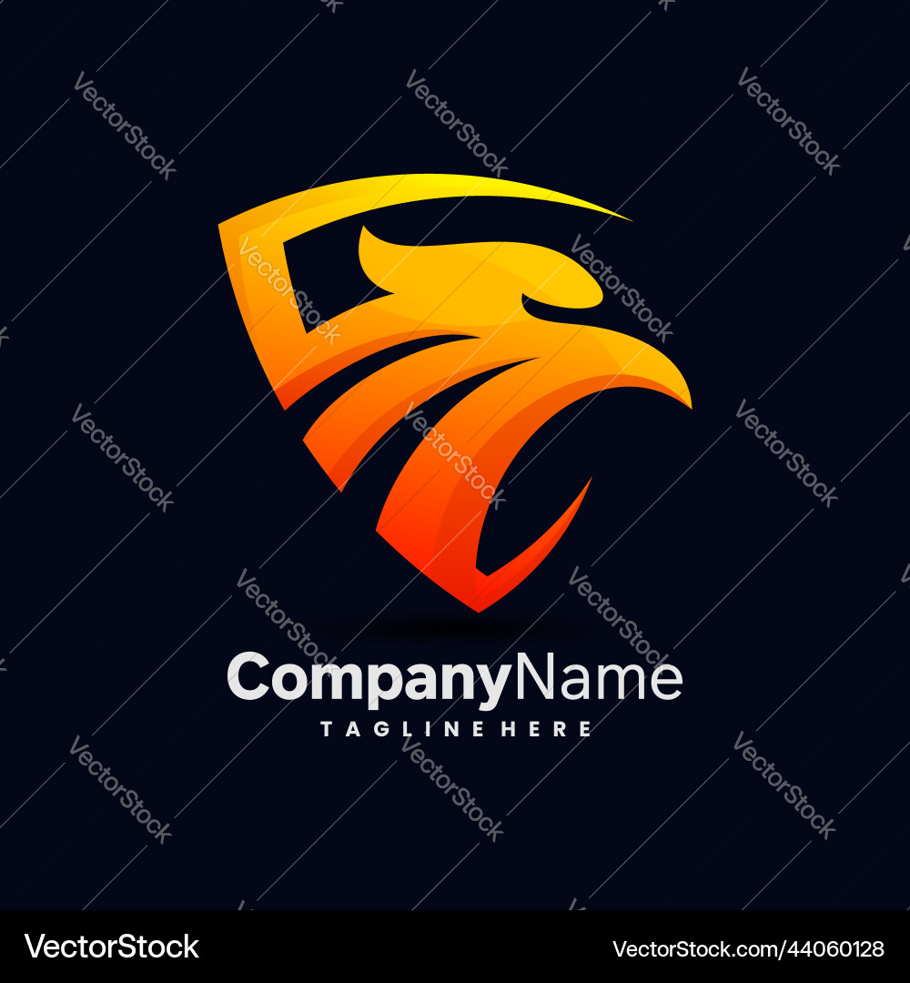 Simple phoenix shield logo design template Vector Image