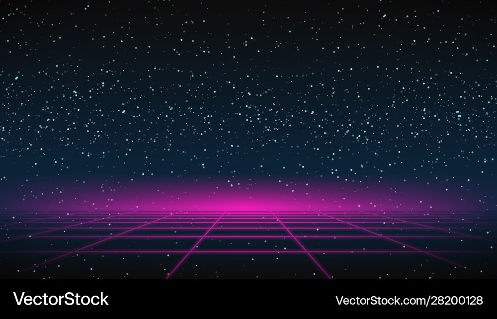 Synthwave grid background 80s retro future Vector Image