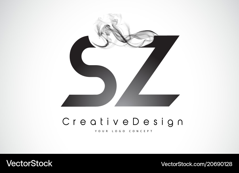 Sz Brief Logo Design mit schwarzem Rauch Vektorbild