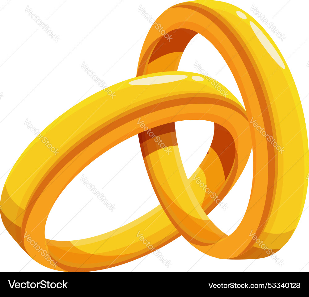 Two golden wedding rings intertwined symbolizing Vector Image