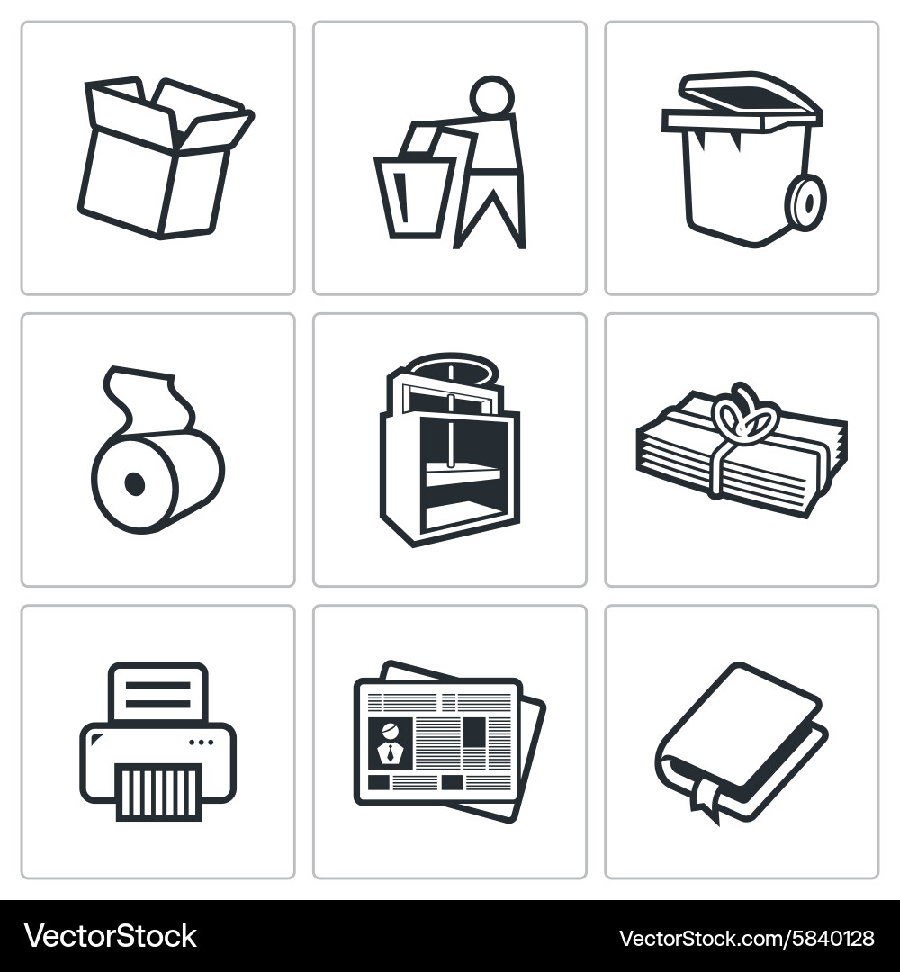 Waste Paper Icons Collection Royalty Free Vector Image