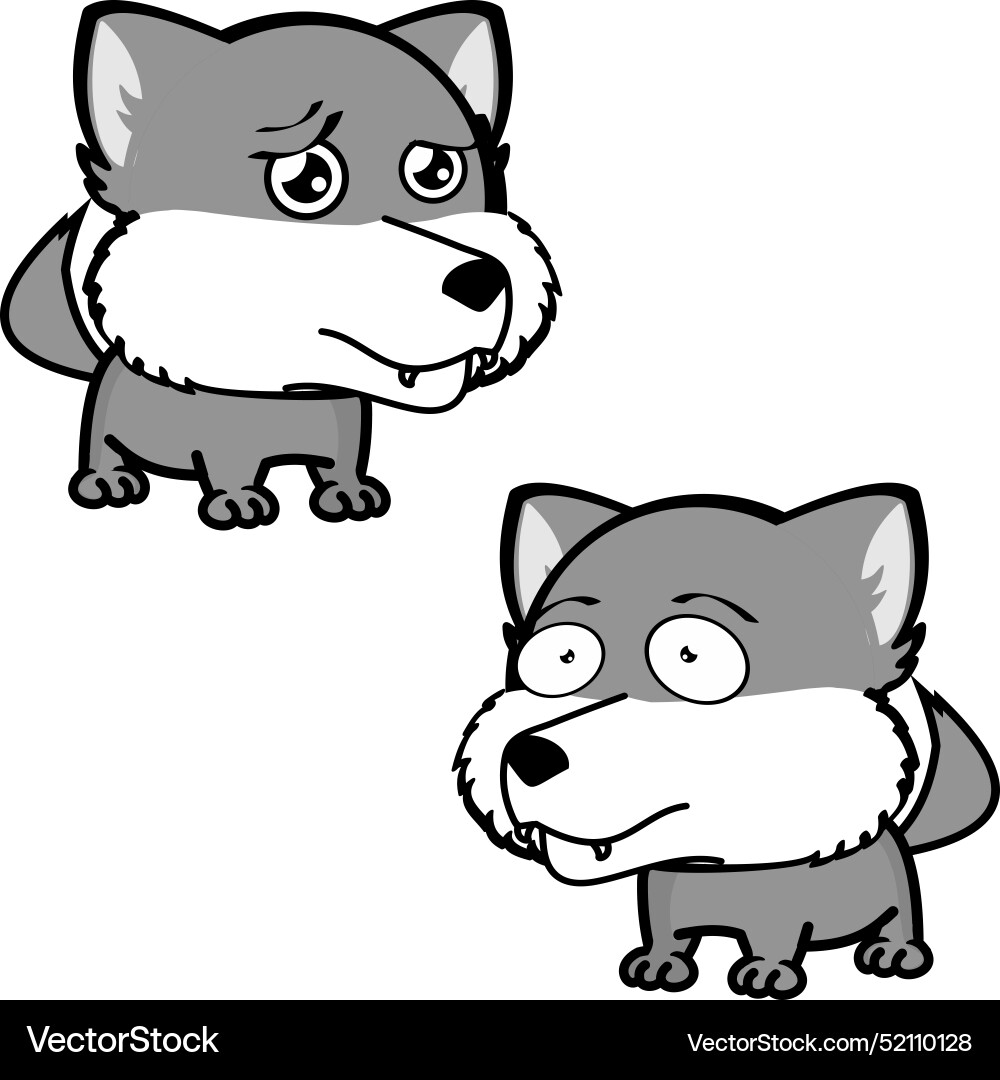 Wolf cartoon kawaii expression pack collection Vector Image