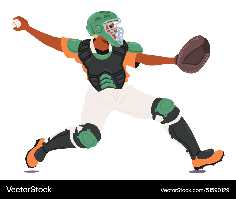 Baseball catcher in action Royalty Free Vector Image