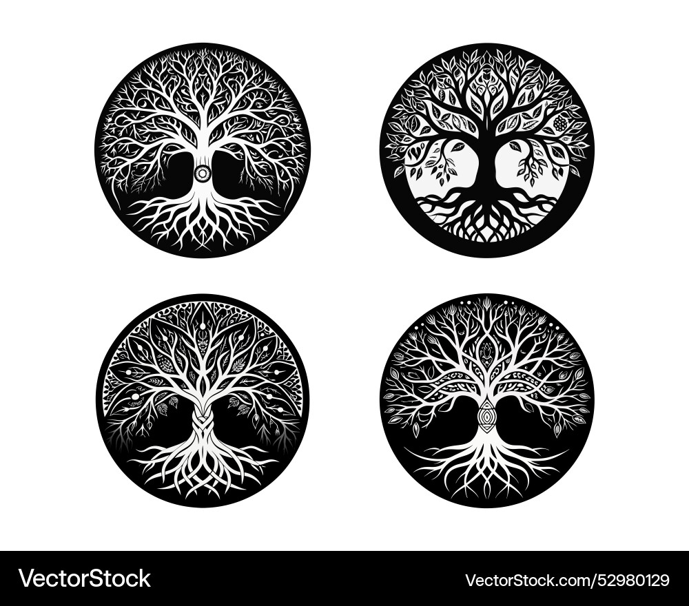 Baum des Lebens hochwertige Silhouetten Lizenzfreier Vektor