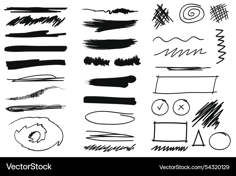 Black marker scribble collectionhand-drawn Vector Image