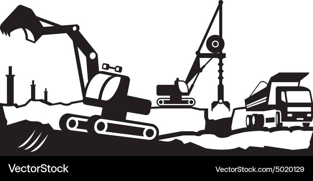Building excavation and transport equipment Vector Image