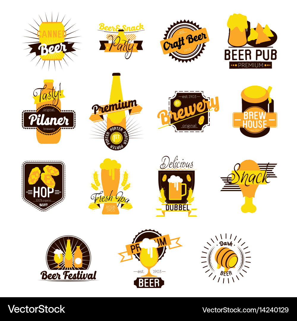 Craft beer hand drawn logos Royalty Free Vector Image