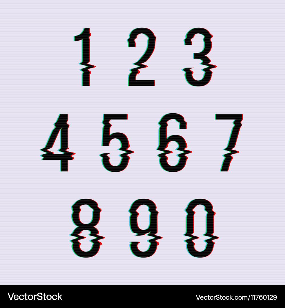 Frozen glitch screen distortion numbers Royalty Free Vector
