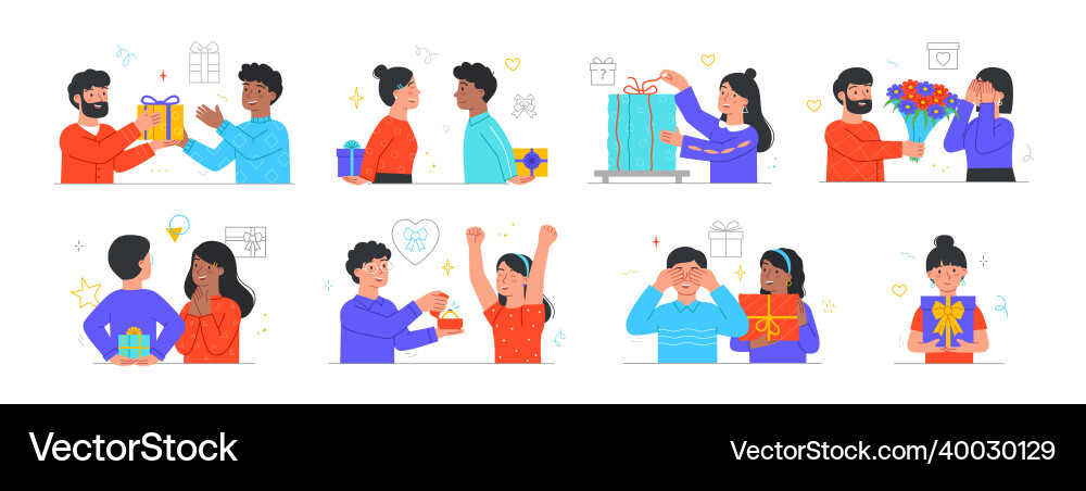 Giving and receiving gifts Royalty Free Vector Image