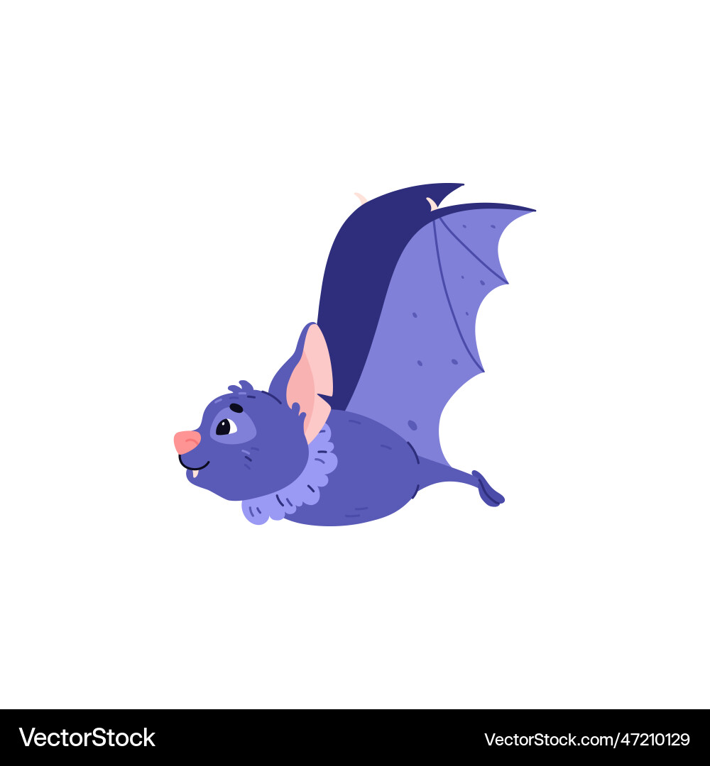 Happy bat flying cute halloween character Vector Image