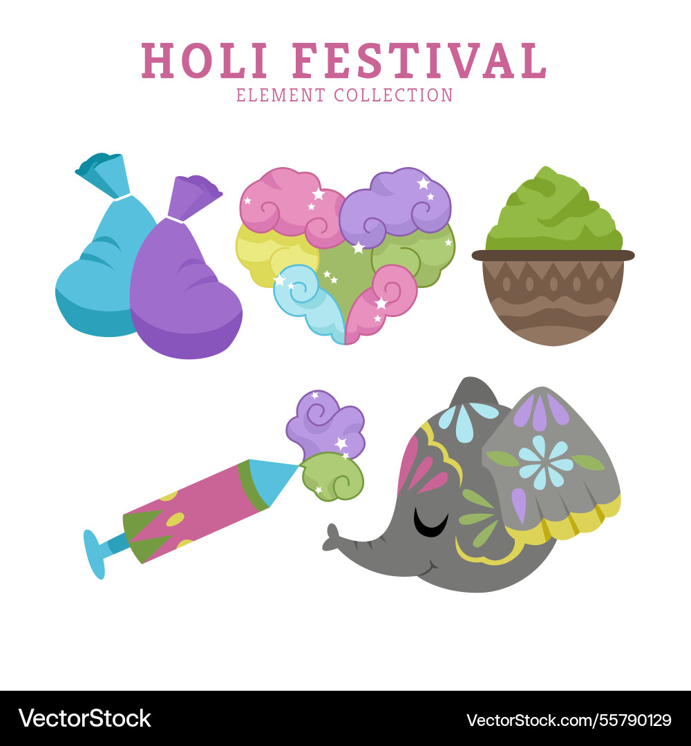 Holi festival element collection Royalty Free Vector Image