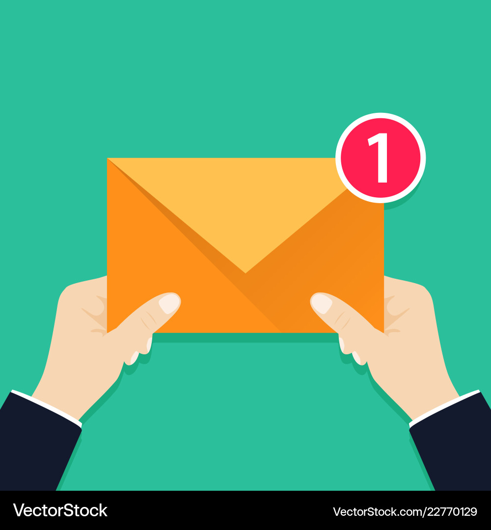 I have one incoming message for you hand holding Vector Image