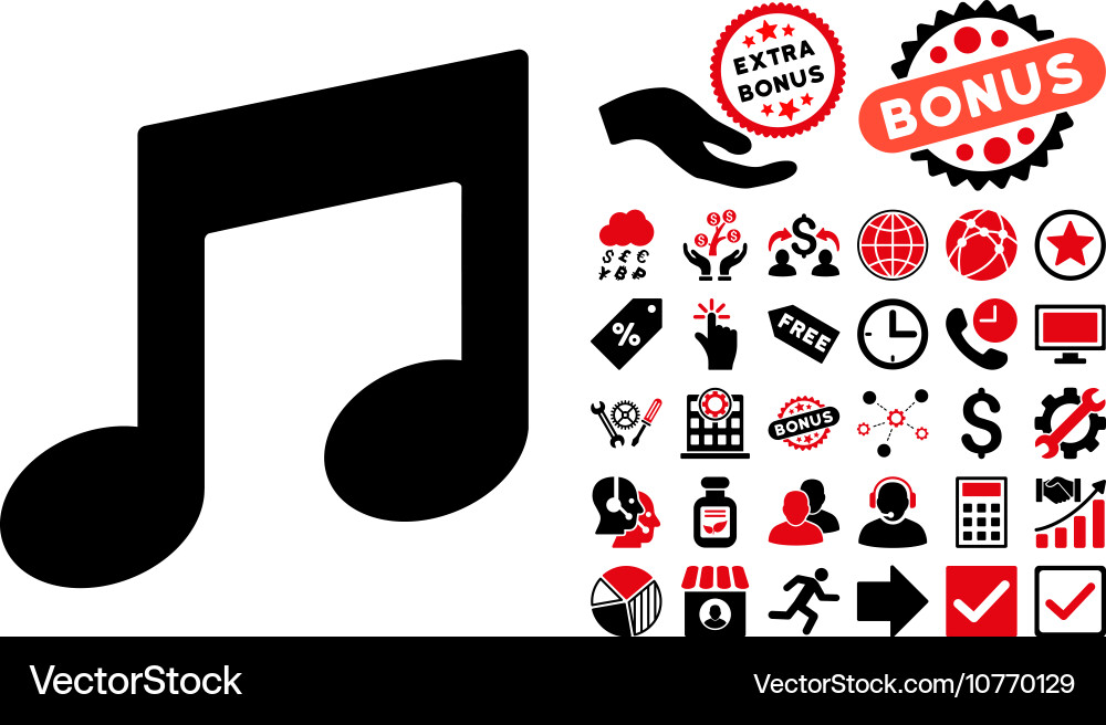 Music notes flat icon with bonus Royalty Free Vector Image