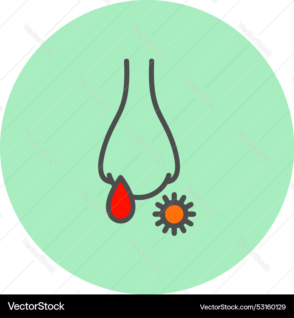 Nose bleeding line filled circle icon Royalty Free Vector