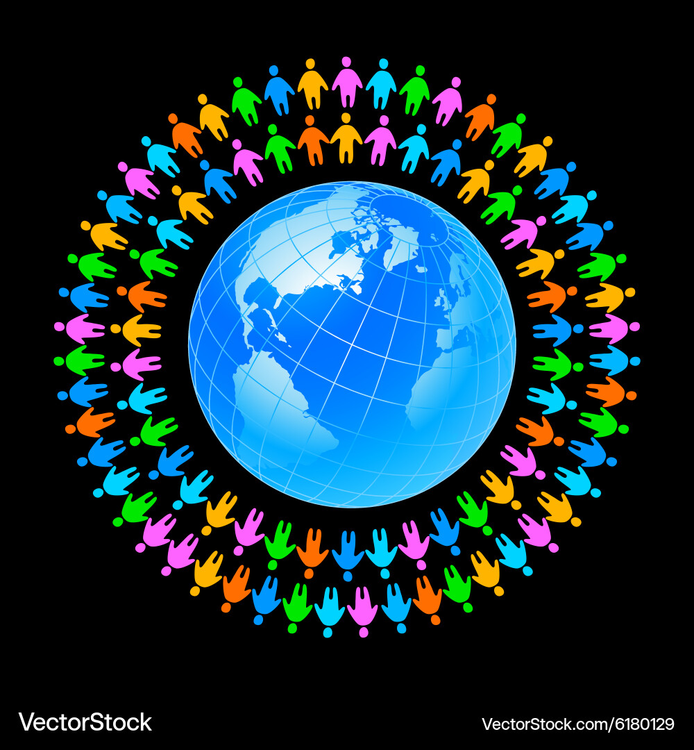 People around earth Royalty Free Vector Image - VectorStock