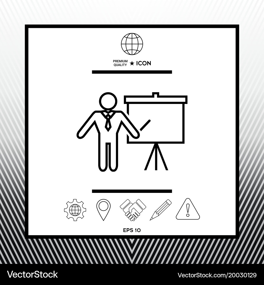 Presentation sign - line icon man standing Vector Image