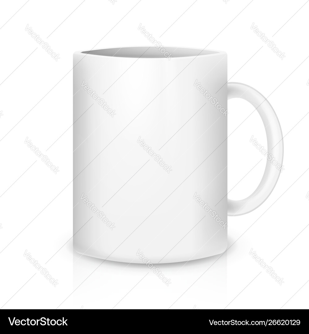 Realistic white cup isolated on background Vector Image