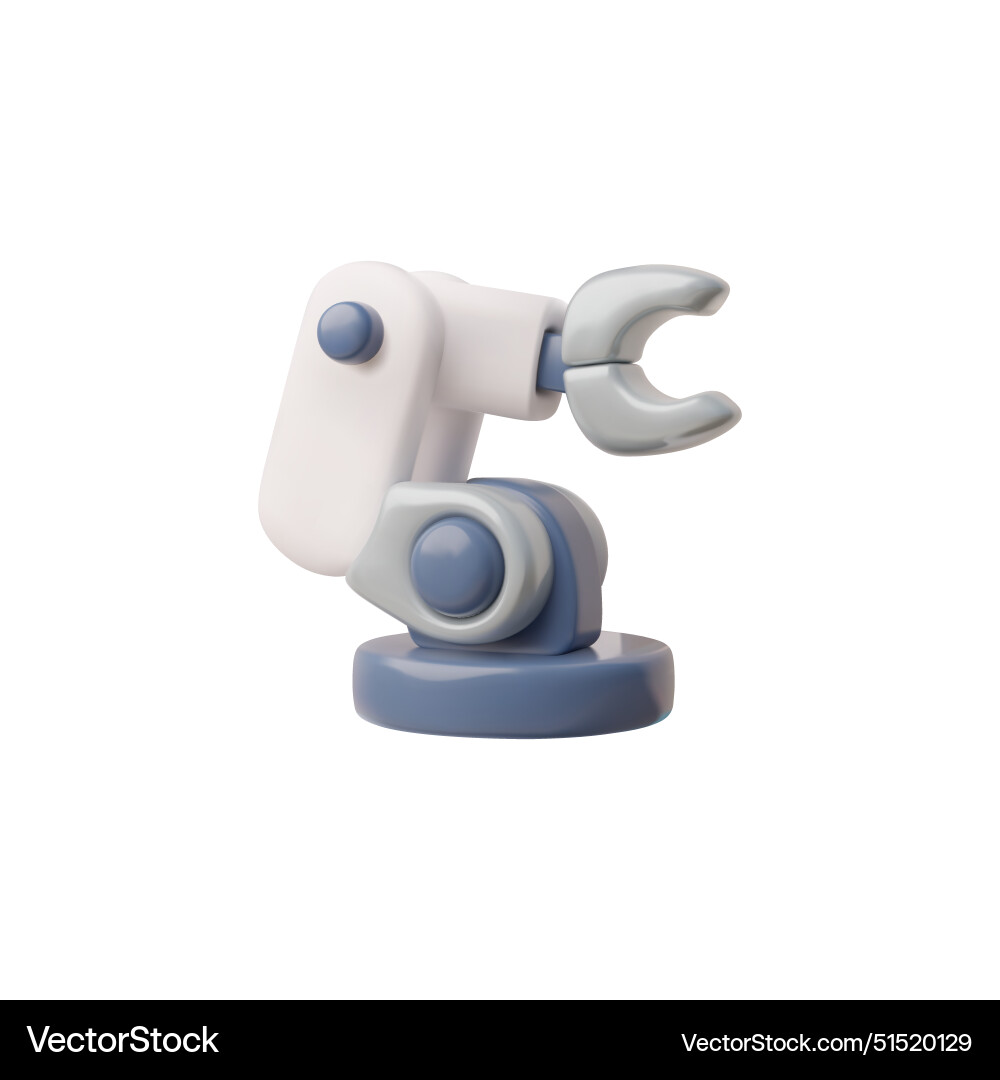 Robotic arm chatbot icon in white and blue 3d Vector Image