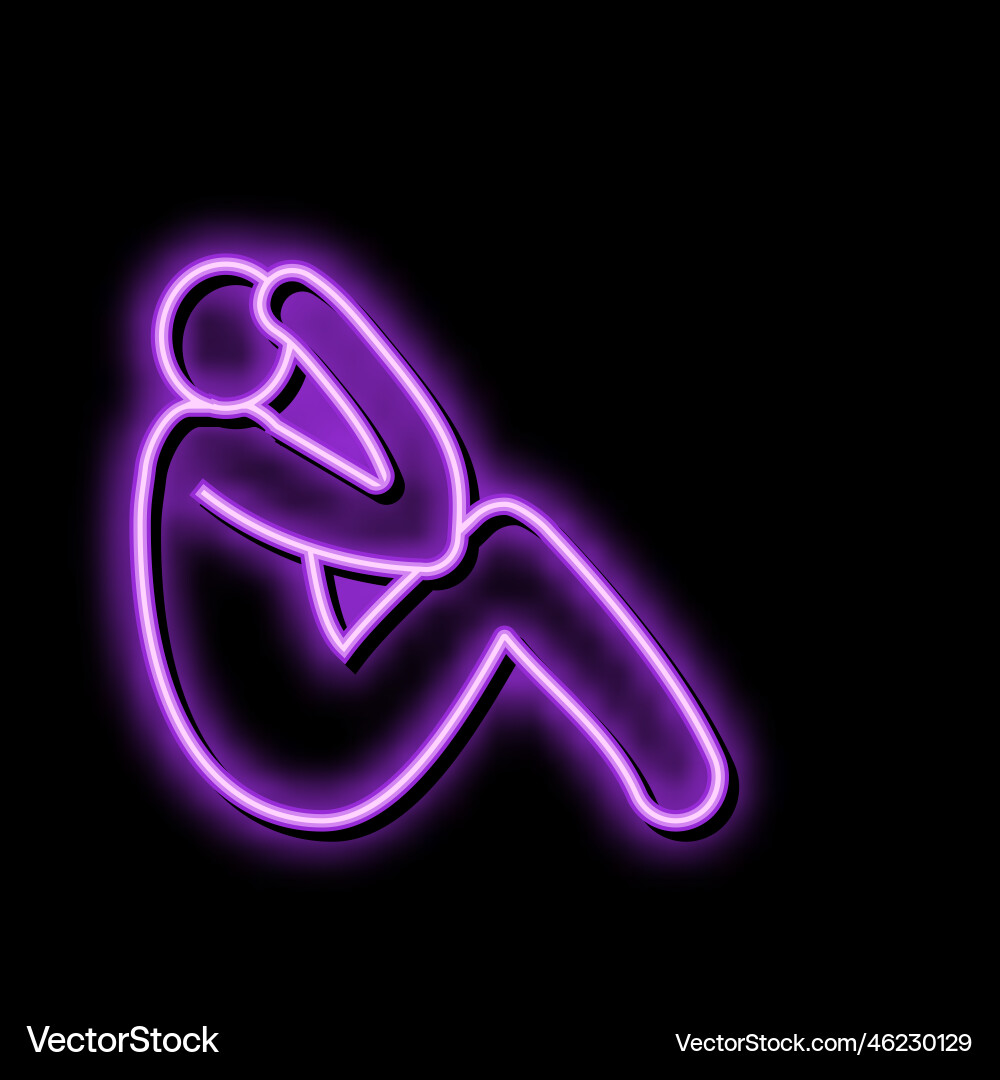 Sad man silhouette neon glow icon Royalty Free Vector Image