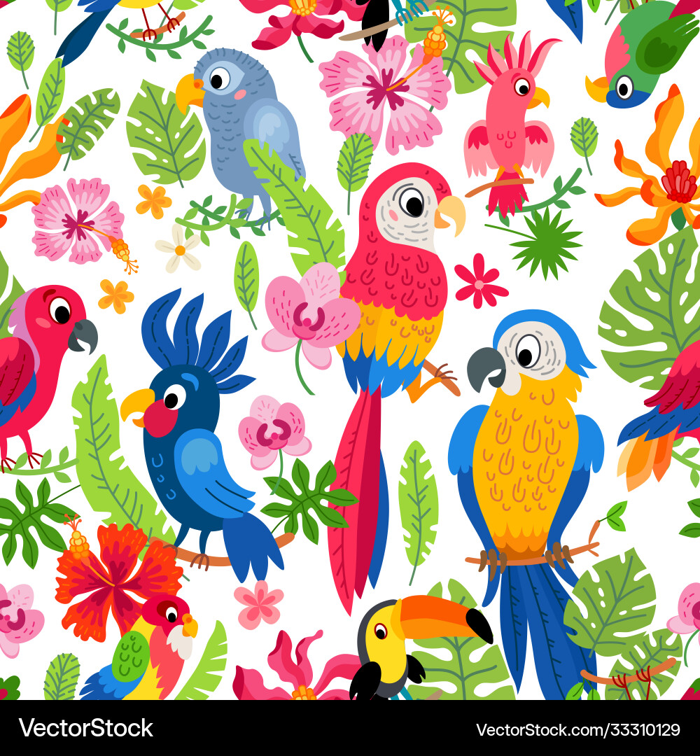 Zoo jungle pattern a tropical bird background Vector Image