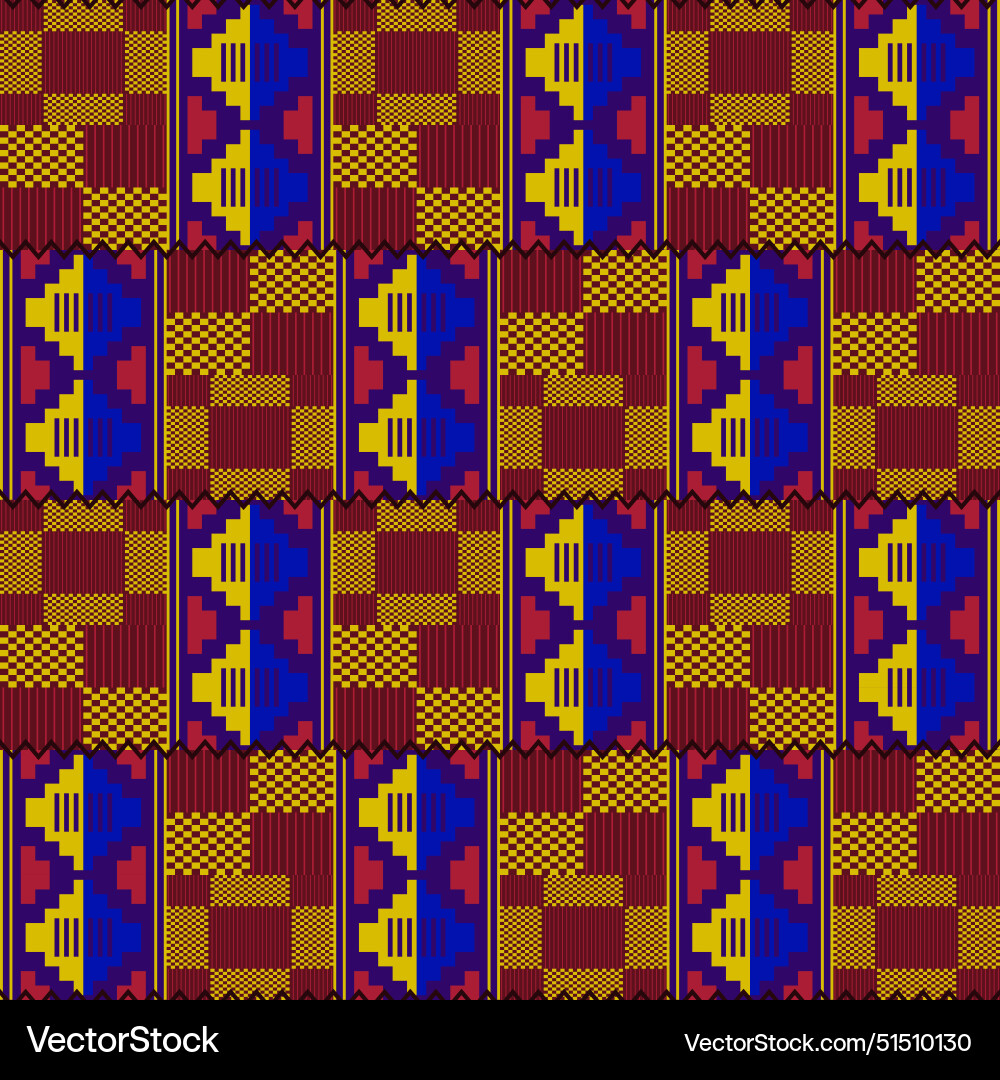 African kente cloth seamless pattern Royalty Free Vector