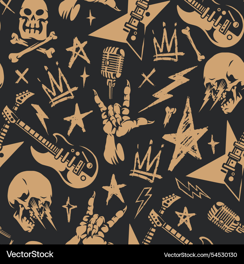 Artistic rock music themed graphic design pattern Vector Image