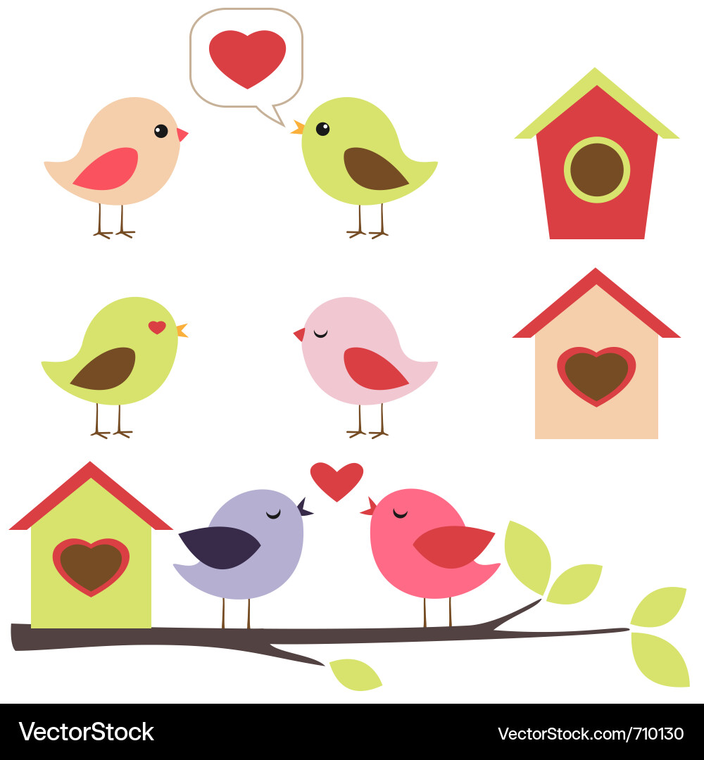 Birds in love set Royalty Free Vector Image - VectorStock