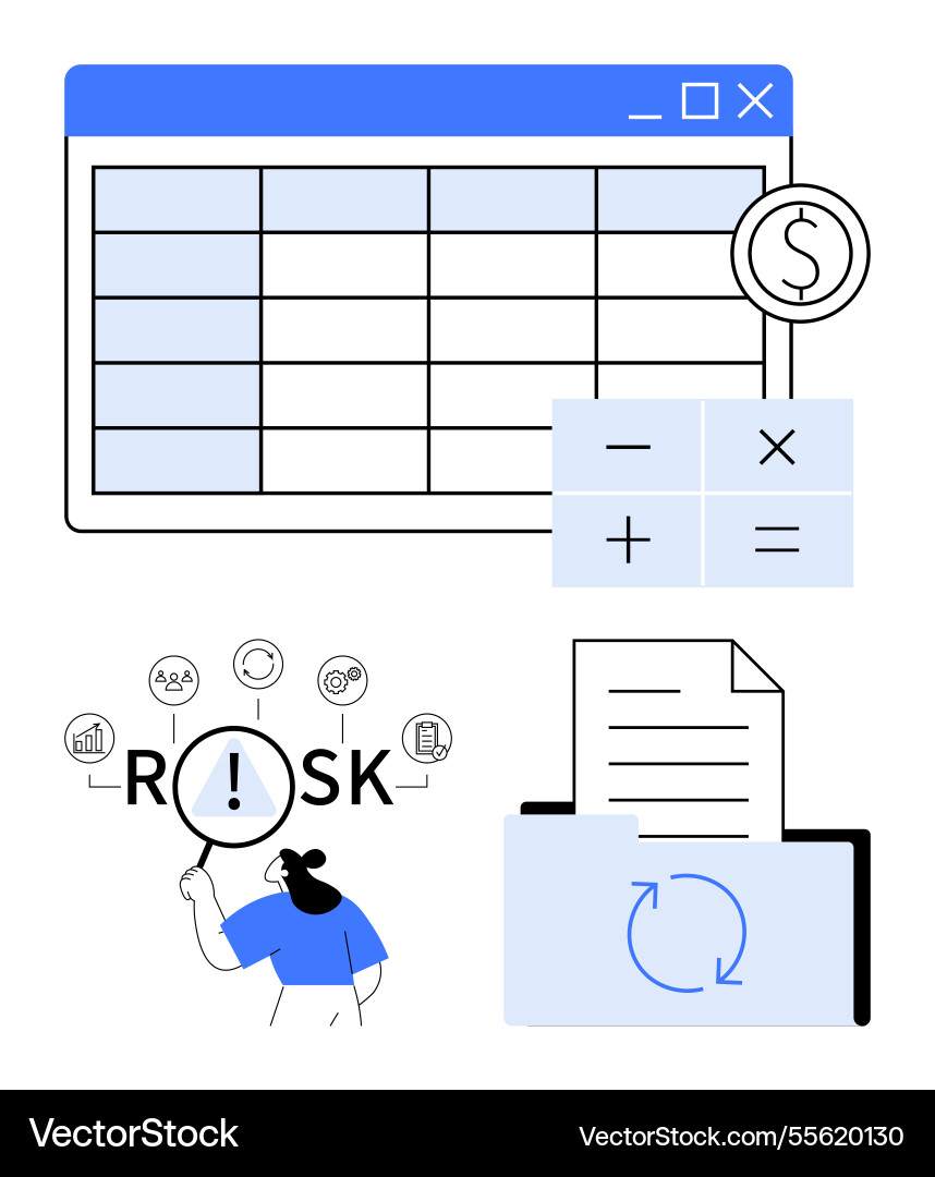 Financial spreadsheet risk analysis calculation Vector Image
